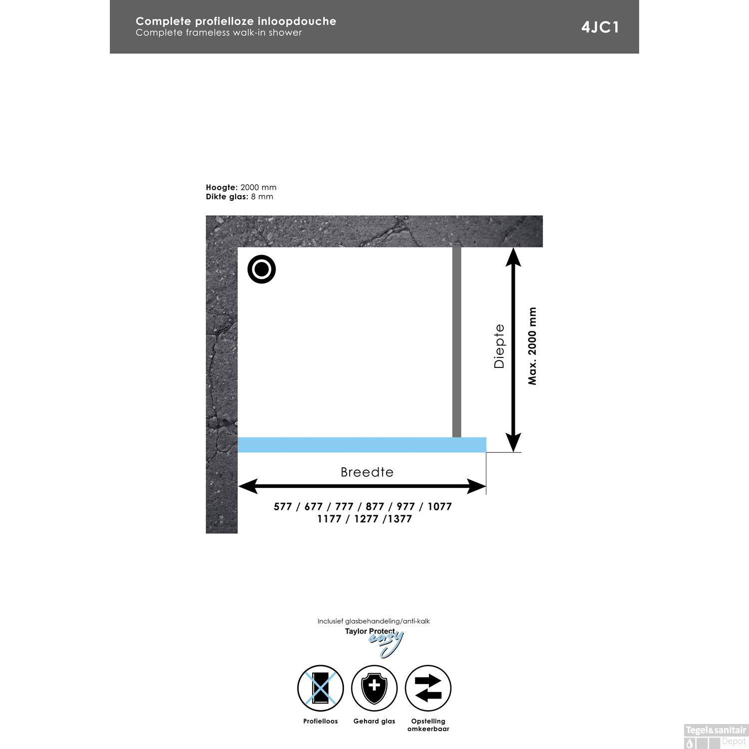 Complete Profielloze Inloopdouche (Alle Kleuren En Maten)